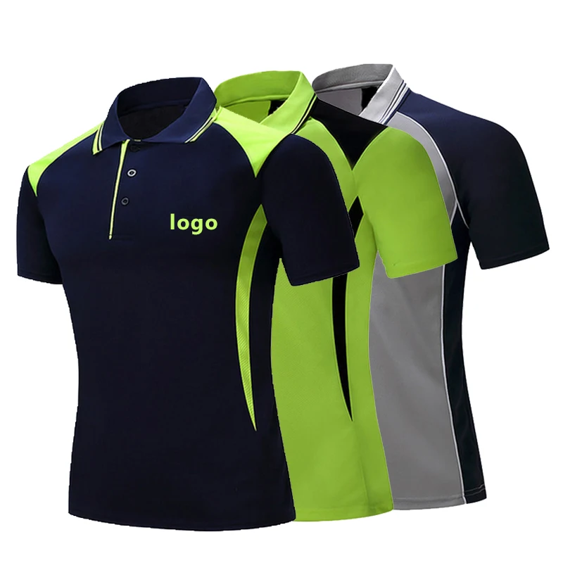 Custom Logo 100% Polyester Two Color Men School Working Uniform Polo T ...