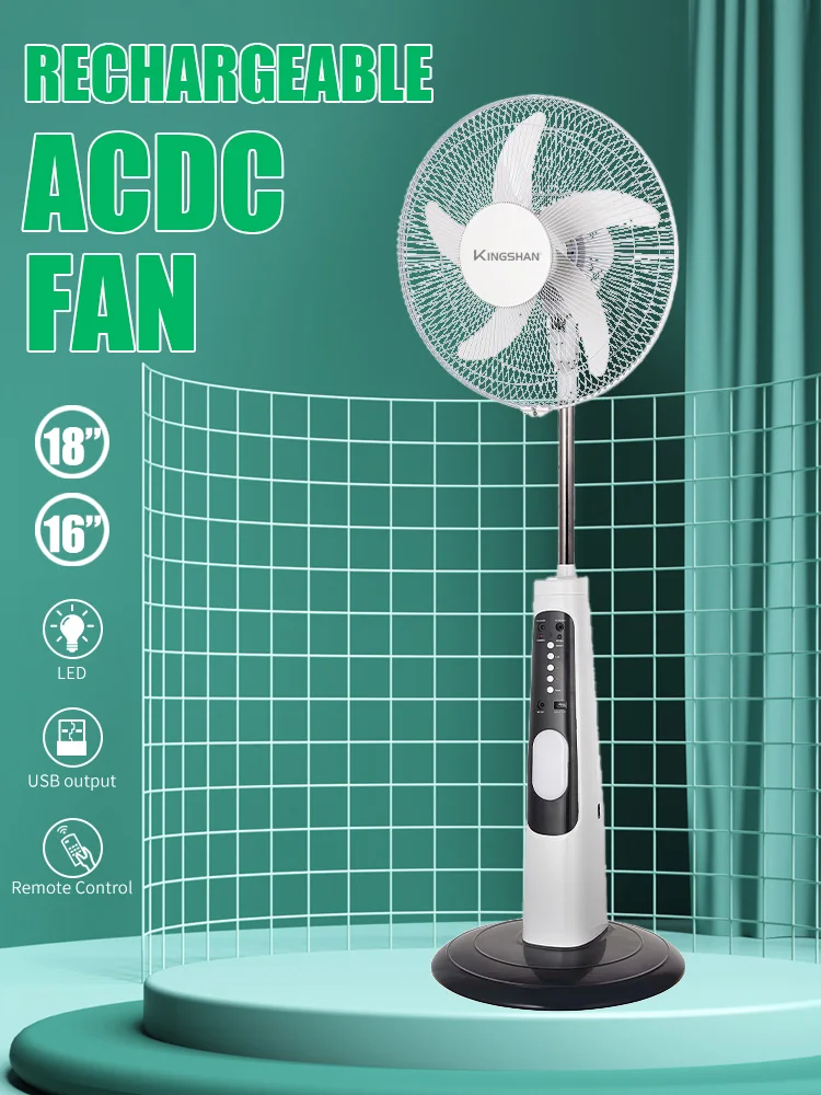 Solar AC DC Remote Control Stand Fan 16/18 Inch | Rechargeable 32 LED ...