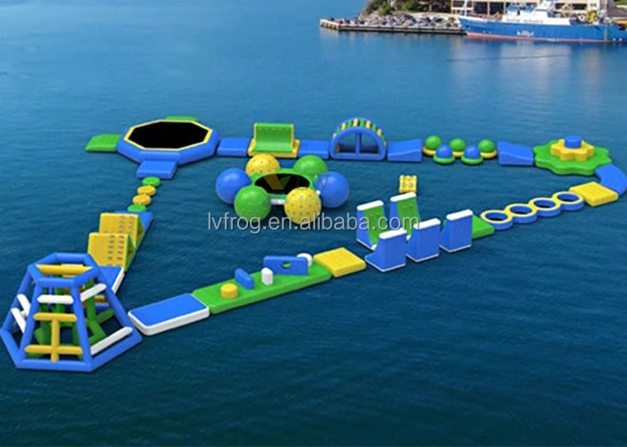Outdoor Inflatable Water Floating Obstacle Course / Water Park Sports ...