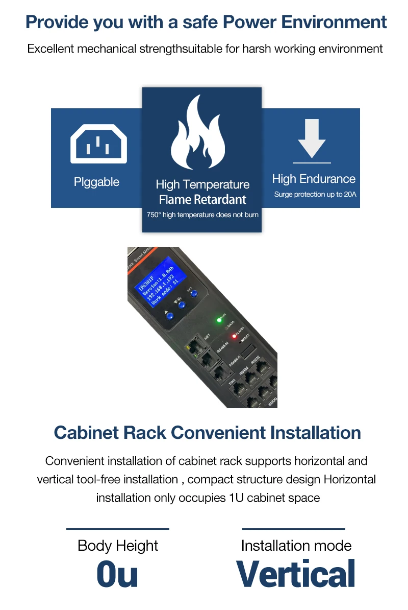80a Industrial Universal Pdu Socket High Power With Current And Voltage Digital Display Meter ...