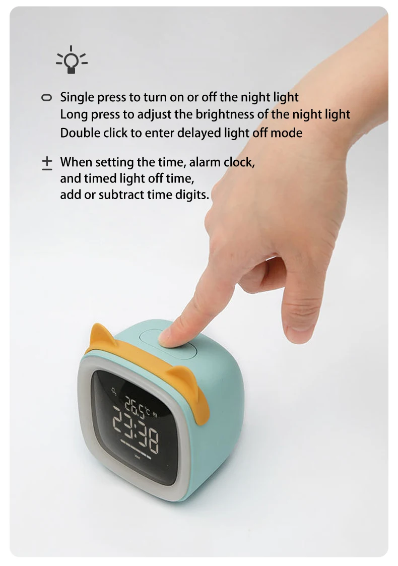 Cartoon LED Digital Alarm Clock 3 Modes Silent Display Snooze Nap Timer ...