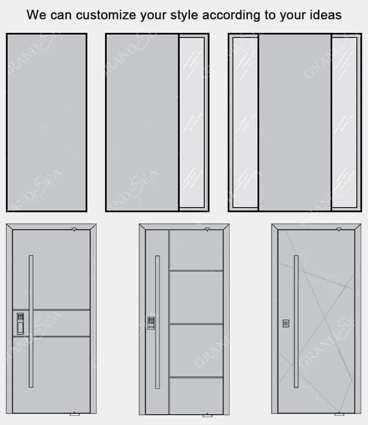 New Trend Residential Large Size Wood Aluminium Exterior Entry Solid ...