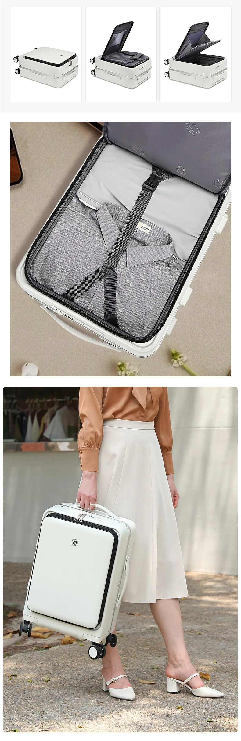 2023 New Design Multifunctional Front Open Luggage Aluminum Suitcase ...