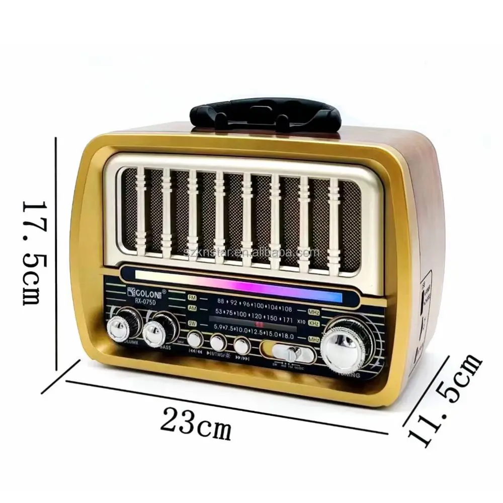 Tws Stereo Sound Wooden Retro Radio Rx-075d Dc Powered Am Fm Sw 3 Band ...