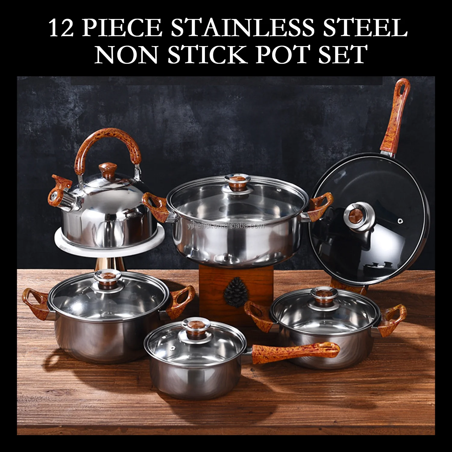 Wholesale 12pcs Kitchen Ware Cook Set with Non-Stick Coating