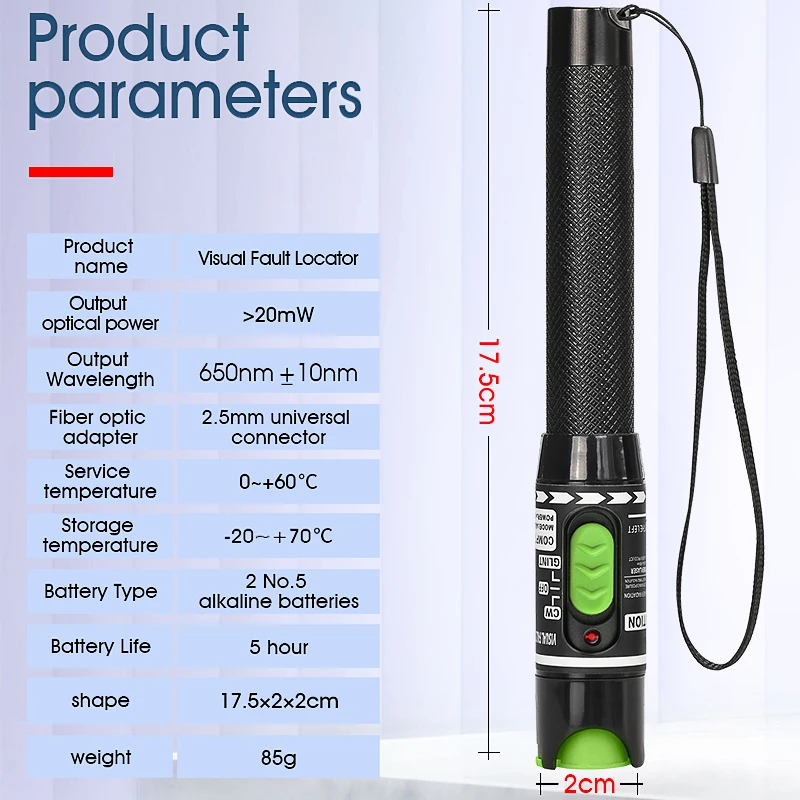 Optical Fiber Red Light Pen 20mw - Visual Fault Locator