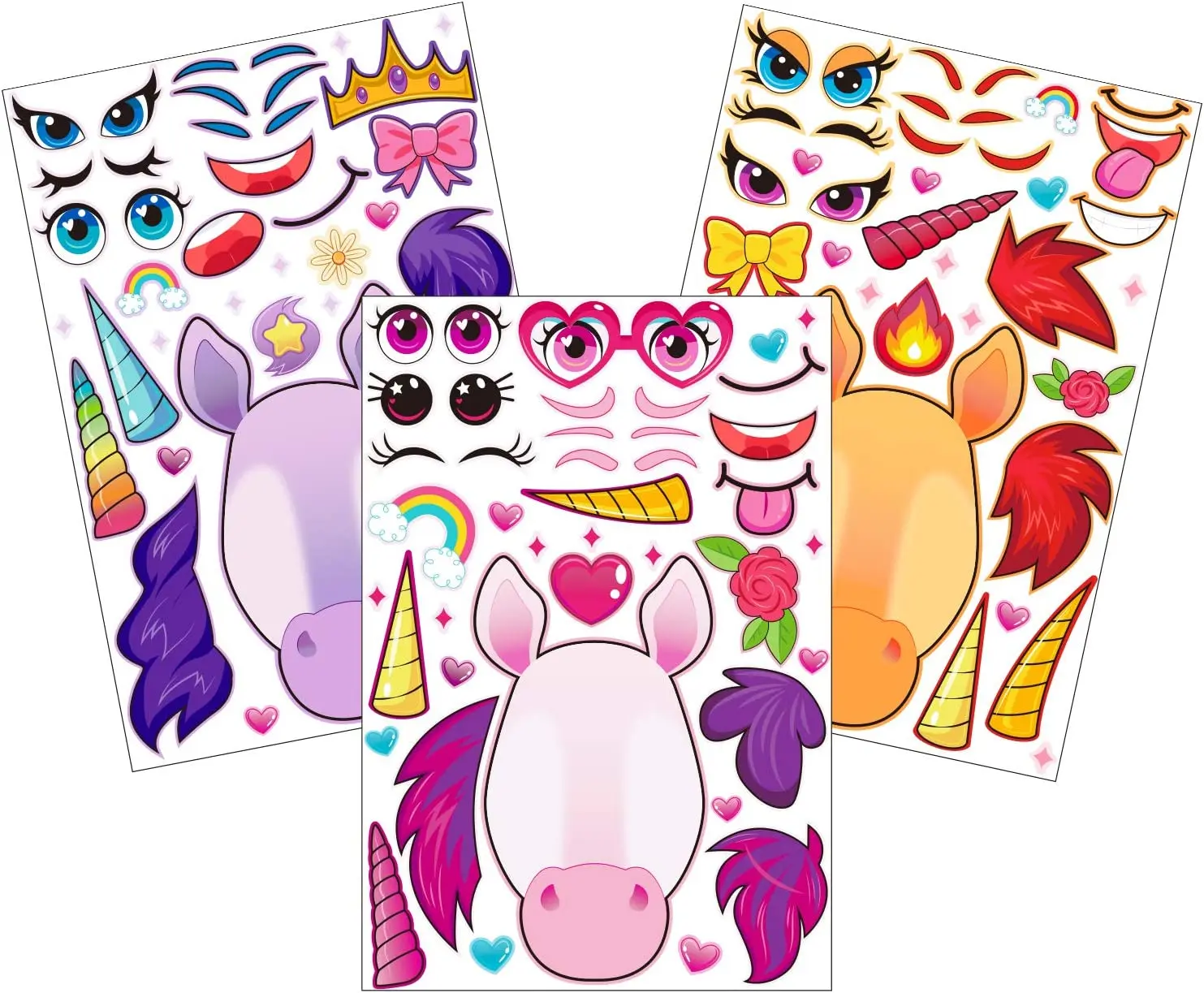 Make-a-face Sticker Sheets Make Your Own Unicorn Fantasy Animal Mix And ...