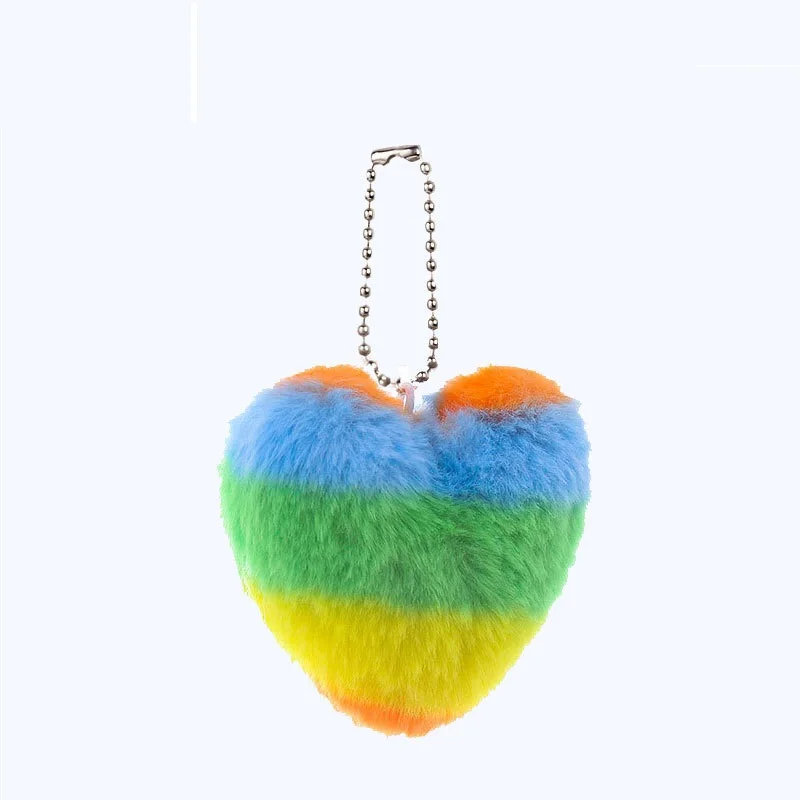 New Product Ideas 2024 Heart Shaped Furry Fur Pom Pom Ball Key Chain ...