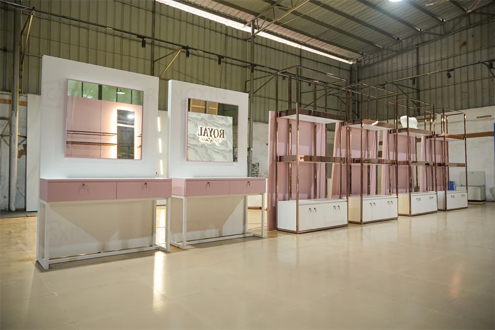 Customized Retail Wig Shop Design Decoration Furniture Pink Wig Display ...