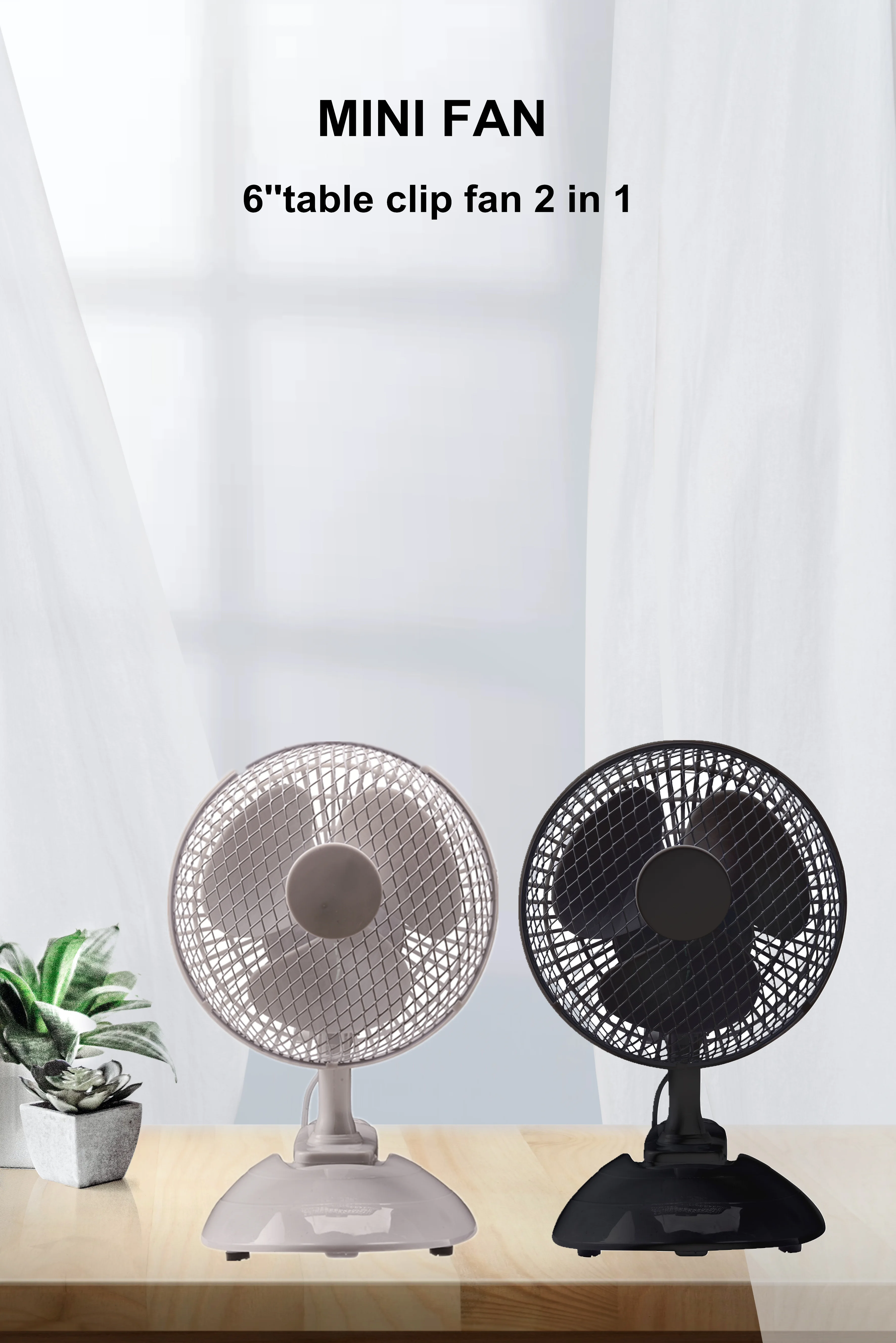 2 In 1 Small Plastic Portable 6 Inch Electric Mini Desk Table Clip Fans ...