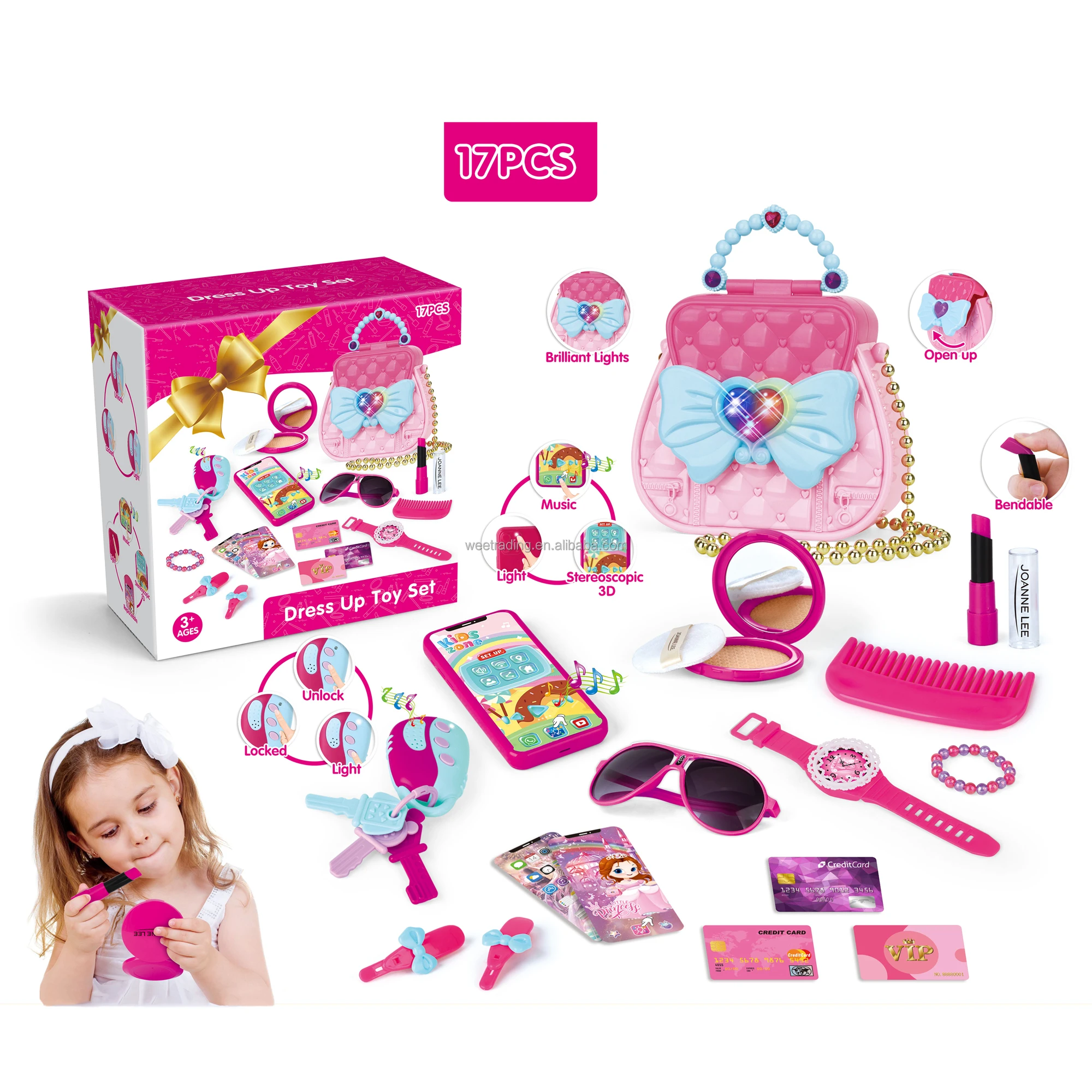 Fashion Style Girls Simulated Makeup Toy Kids Make Up Sets 17pcs ...