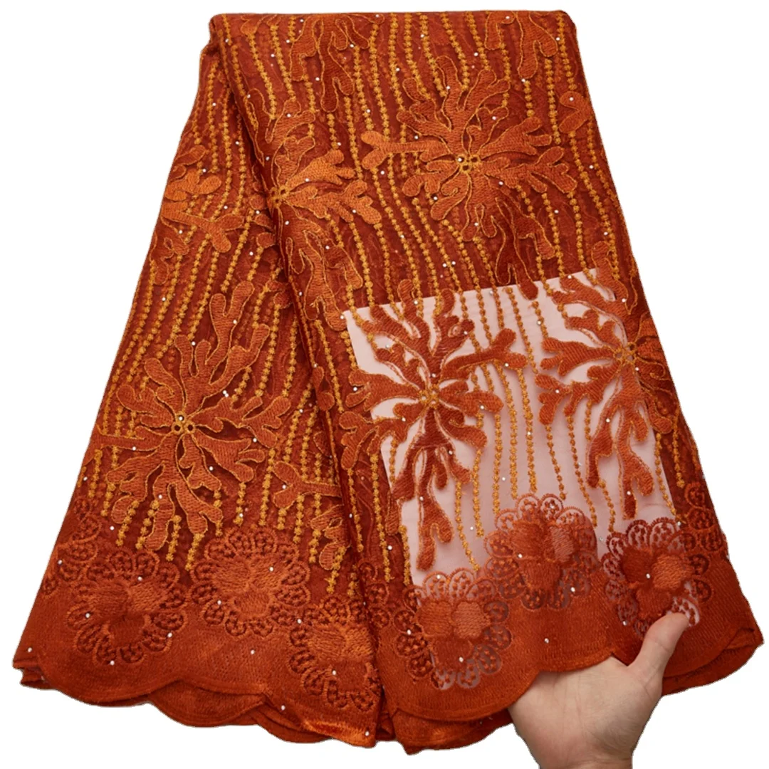 2725 Burnt Orange Nigerian Quality Lace High Quality African Lace ...