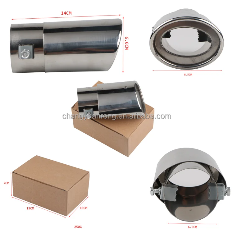 Universal Car Exhaust Muffler Tip Tail Pipe Bolt Fixation Stainless ...