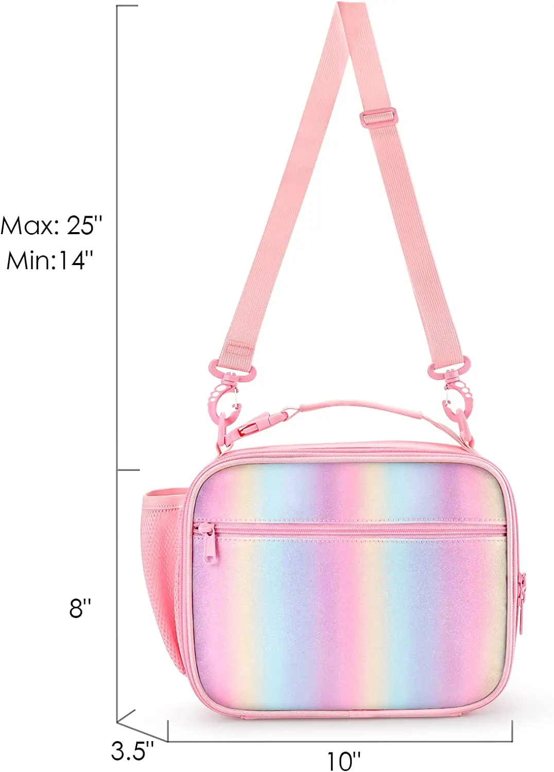 Kids Glitter Rainbow Lunch Box for Girls Toddler Insulated Lunch Bag ...