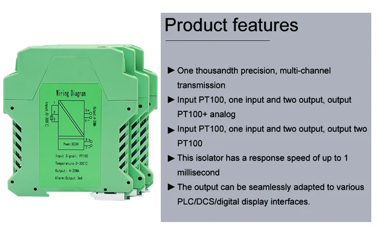 DIN Rail Mounted Temperature Converter - PT100 RTD Transmitter