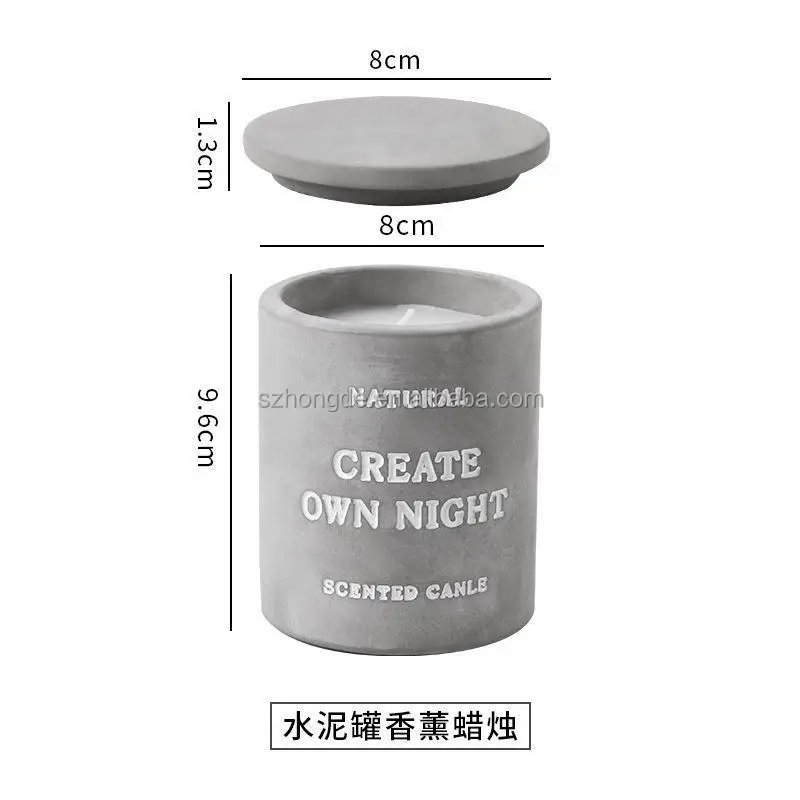 Concrete Candle Container Customized Logo Soy Wax Candle Cup Concrete ...