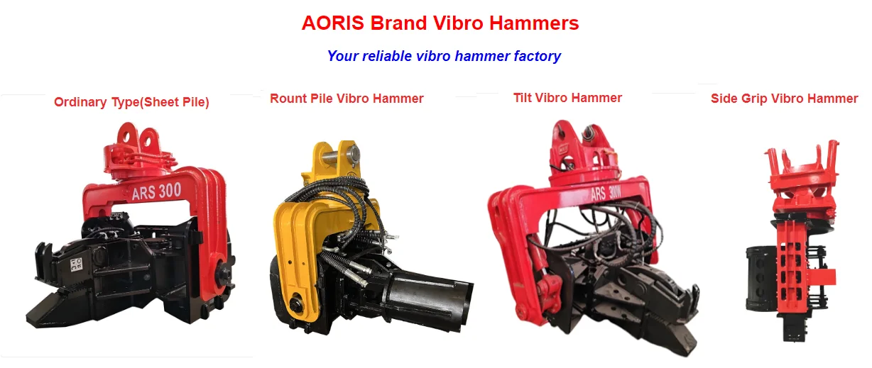 AORIS Side Grip Vibro Hammer for Sheet Pile Driving Excavator Mounted ...
