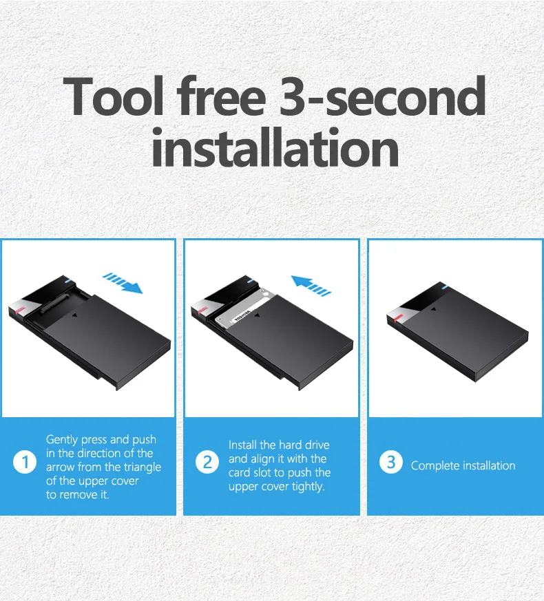 Usb 3.0 To Sata External Hard Drive Enclosure Adapter Housing For 2.5 ...