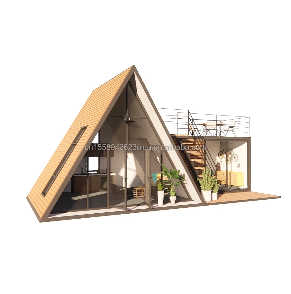 Modern Prefabricated Triangular Wooden House with Steel Structure