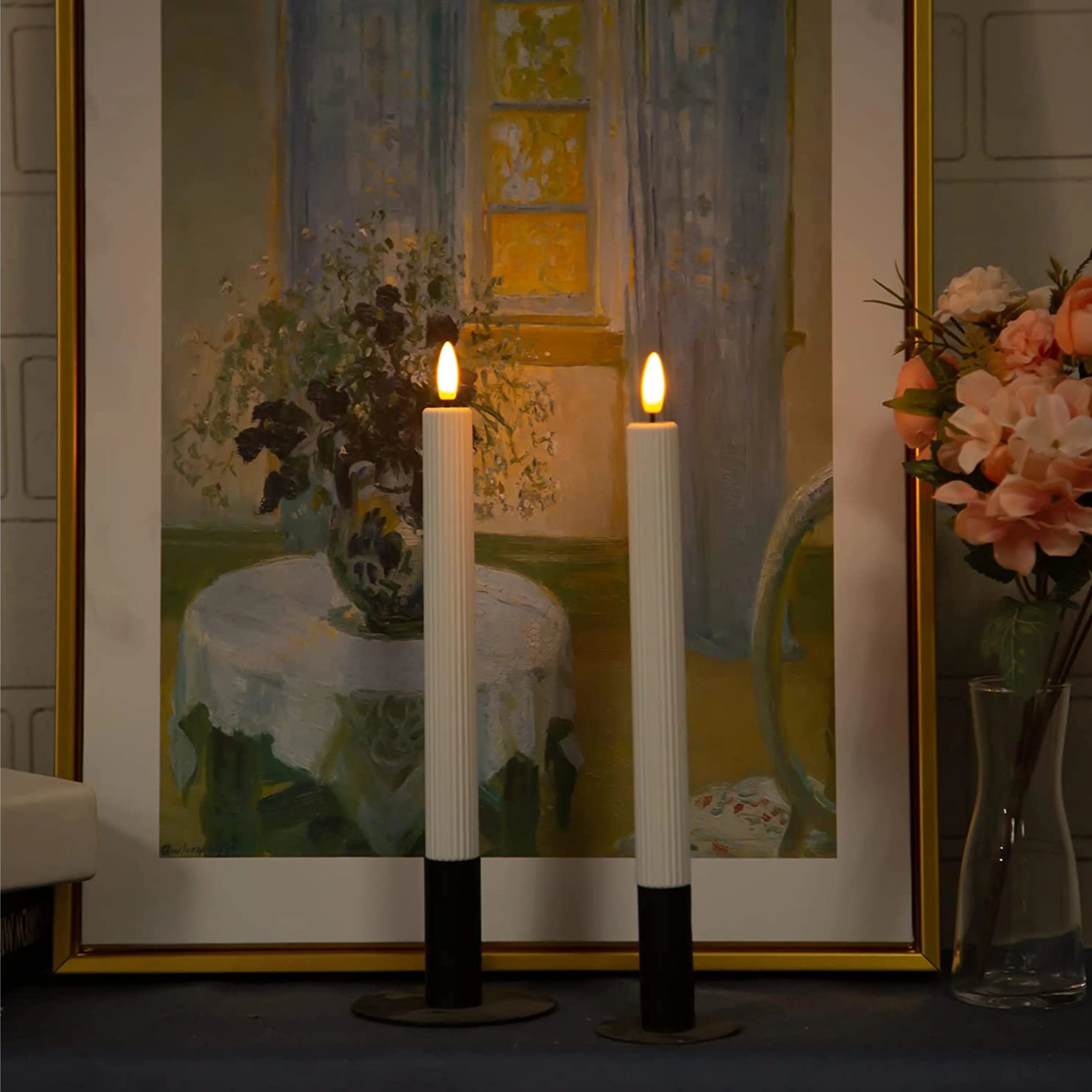 3d Flickering Window Candles Flameless Taper Candles Flickering With