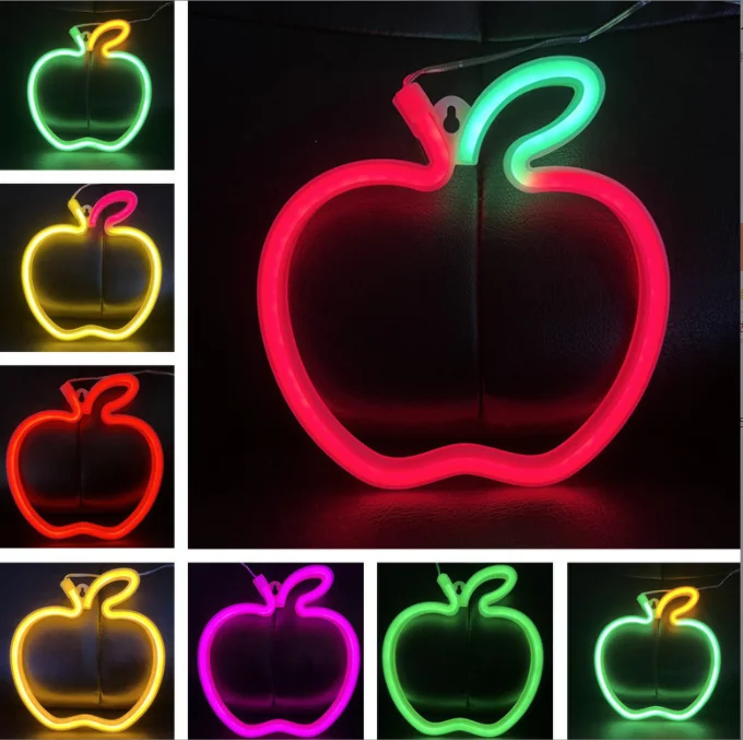Fruit Hanging USB/Battery Operated Night Lamp Led Apple Logo Neon Sign ...