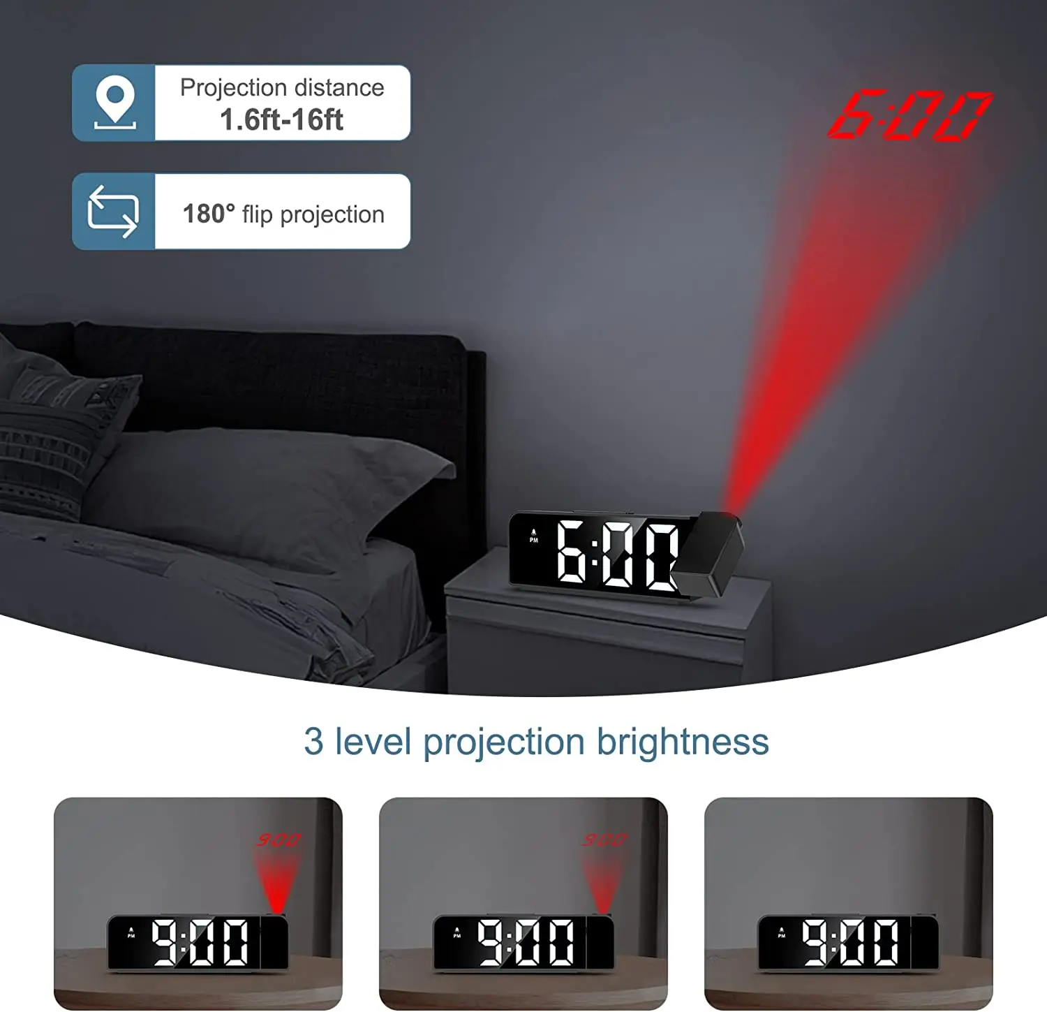 Best Seller Desktop Electric Digital Projection Mini Light Alarm Table ...
