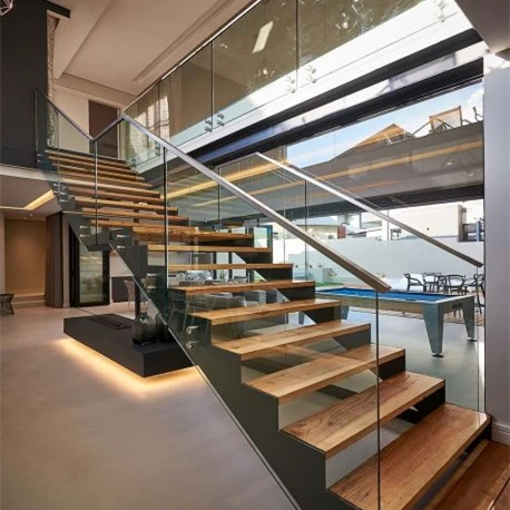 Double-side Stringer Stairs Wood Staircase U Channel Beam Stairs Design ...