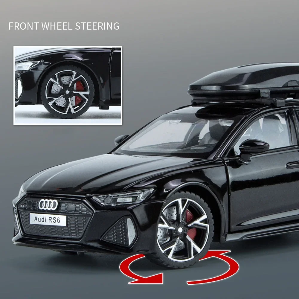 1:32 Audi Rs6 Diecast Toy Car Model With Sound Light Doors Opened Alloy ...
