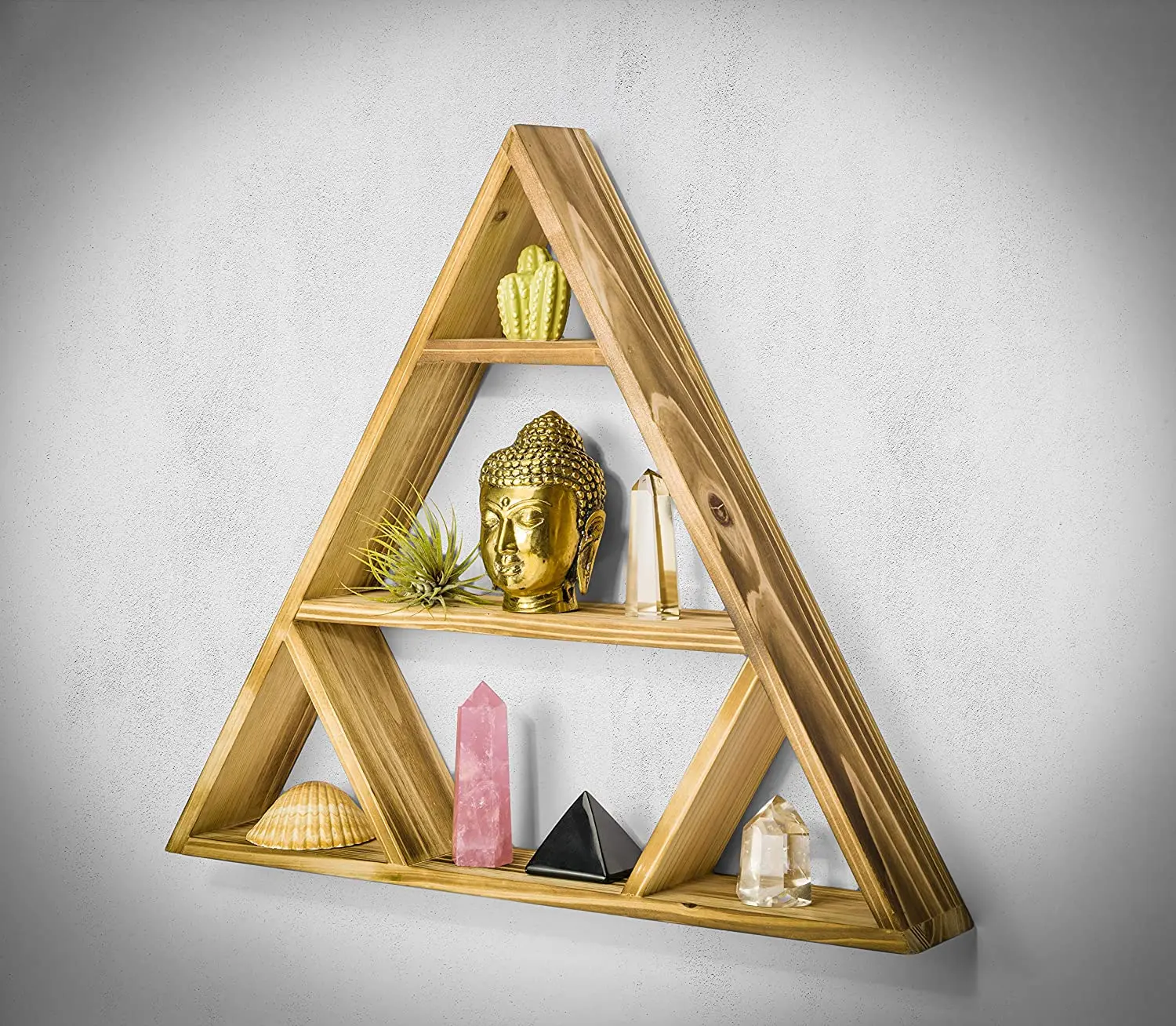 Floating Wall Shelves Customized Wall Mounted Triangle Brown Wooden ...
