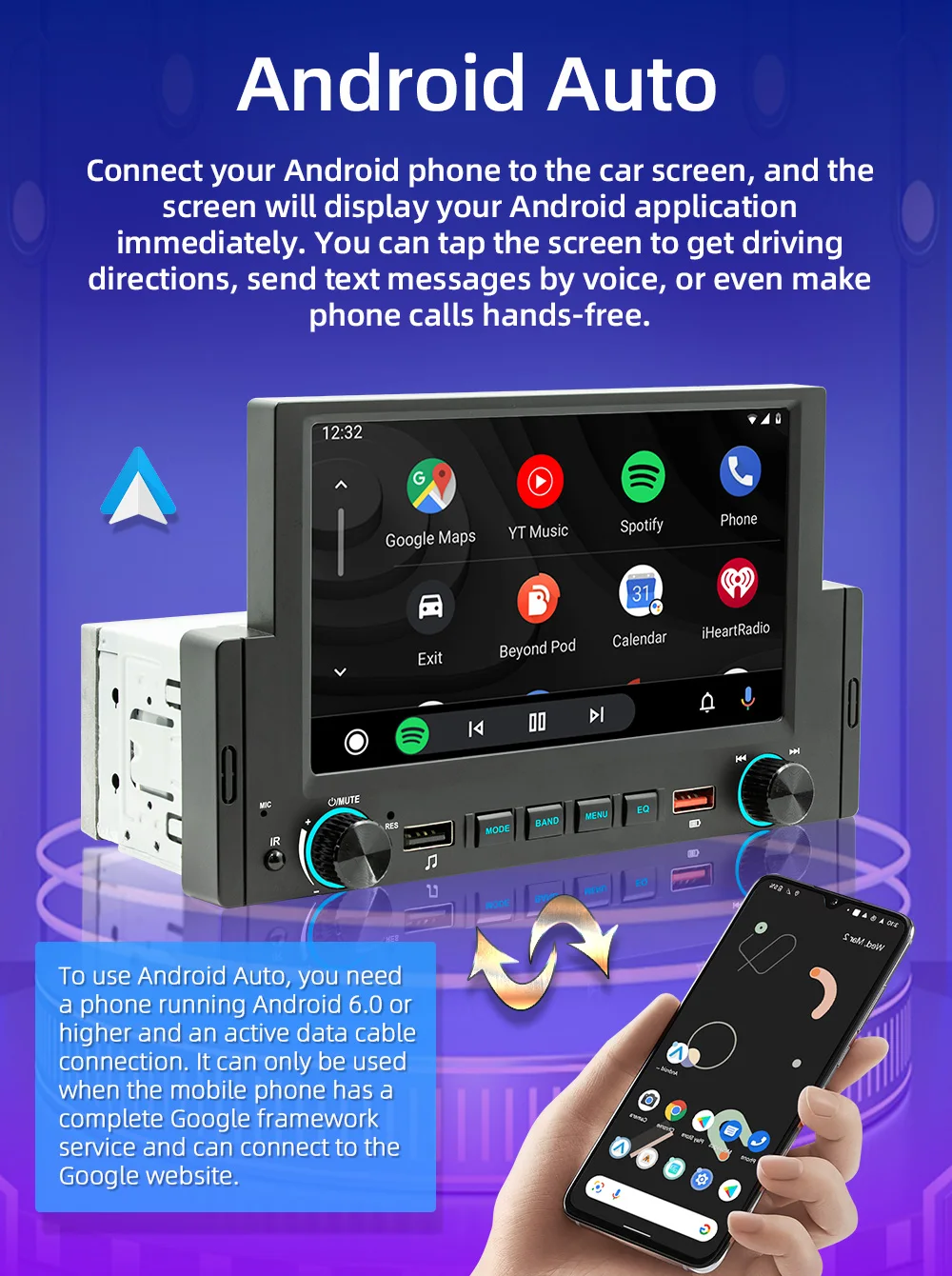 Universal Car Radio with Apple Carplay & Android Auto