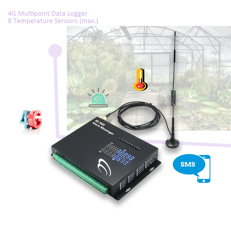 Temperature Humidity 4g Sms Data Logger 4g Data Logger Sms Message Alarm Multipoint 4g Sms Alarm ...
