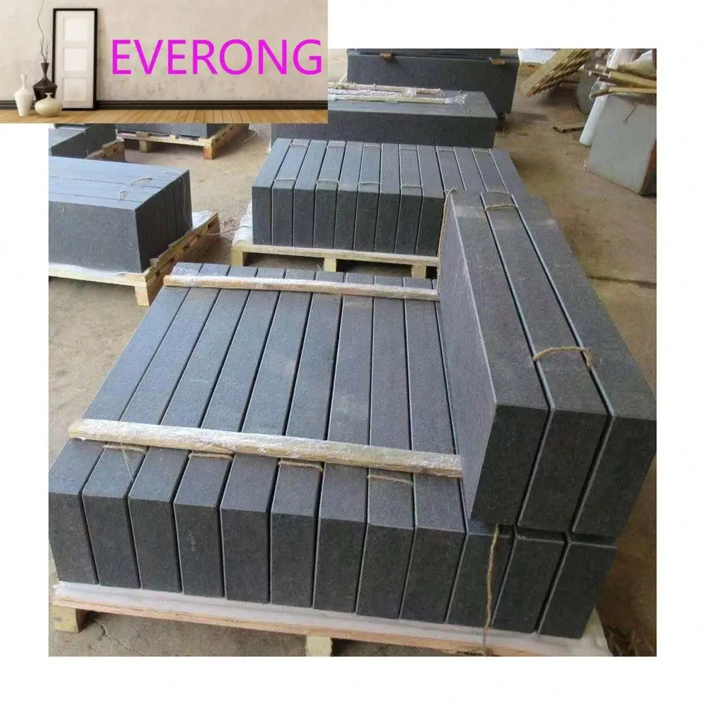 Flamed Moon Black Granite Stair Treads Granite Anti Slipper Step Risers ...