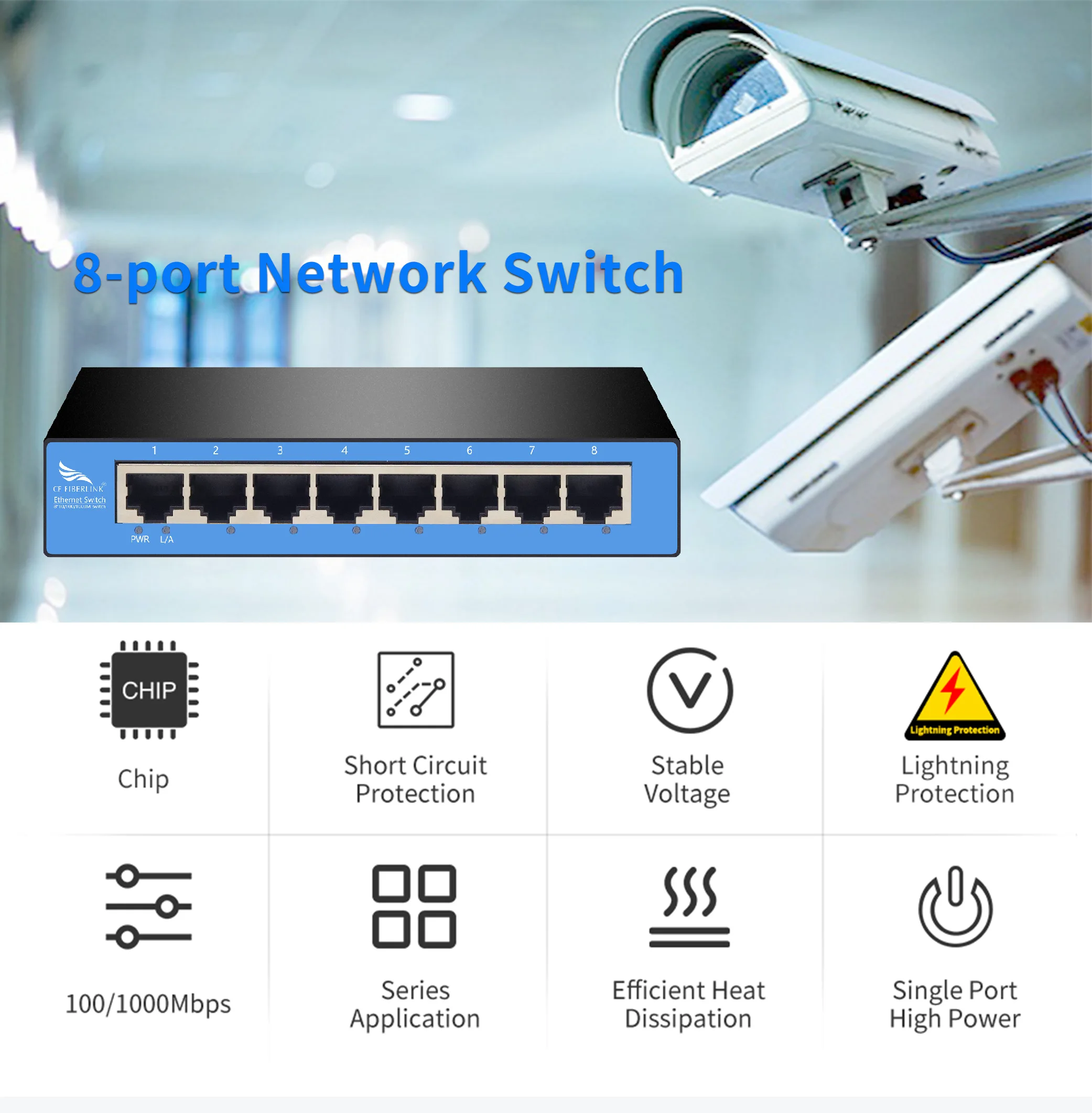 Outdoor Media Network Switches Converter Unmanaged Factory 8 Port 10 ...