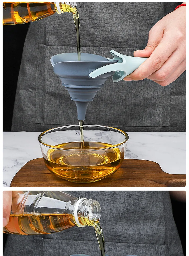 Kitchen Gadgets Accessories Foldable Silicone Funnels For Water Bottle ...