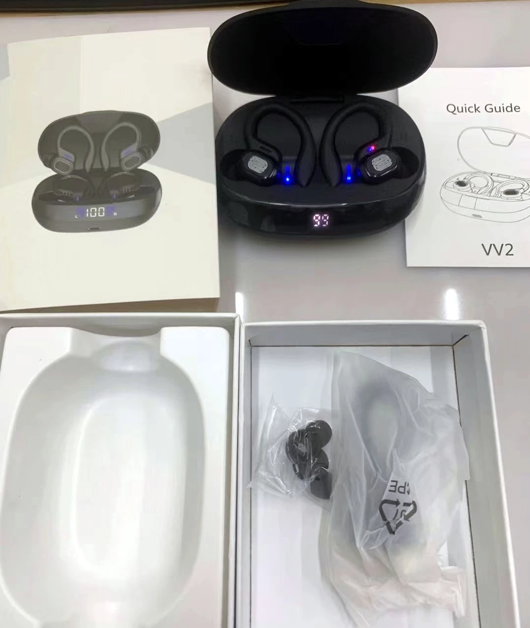New Vv2 Wireless Headphones Fone Earphones Stereo Earpieces Waterproof ...