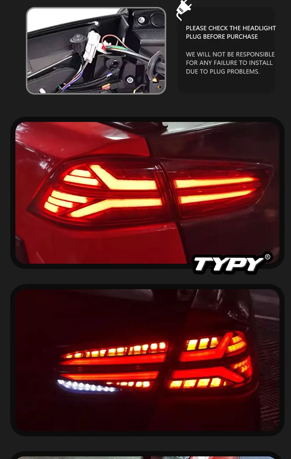 TYPY Car Lights for Mitsubishi Lancer EX Taillight 2009-2016