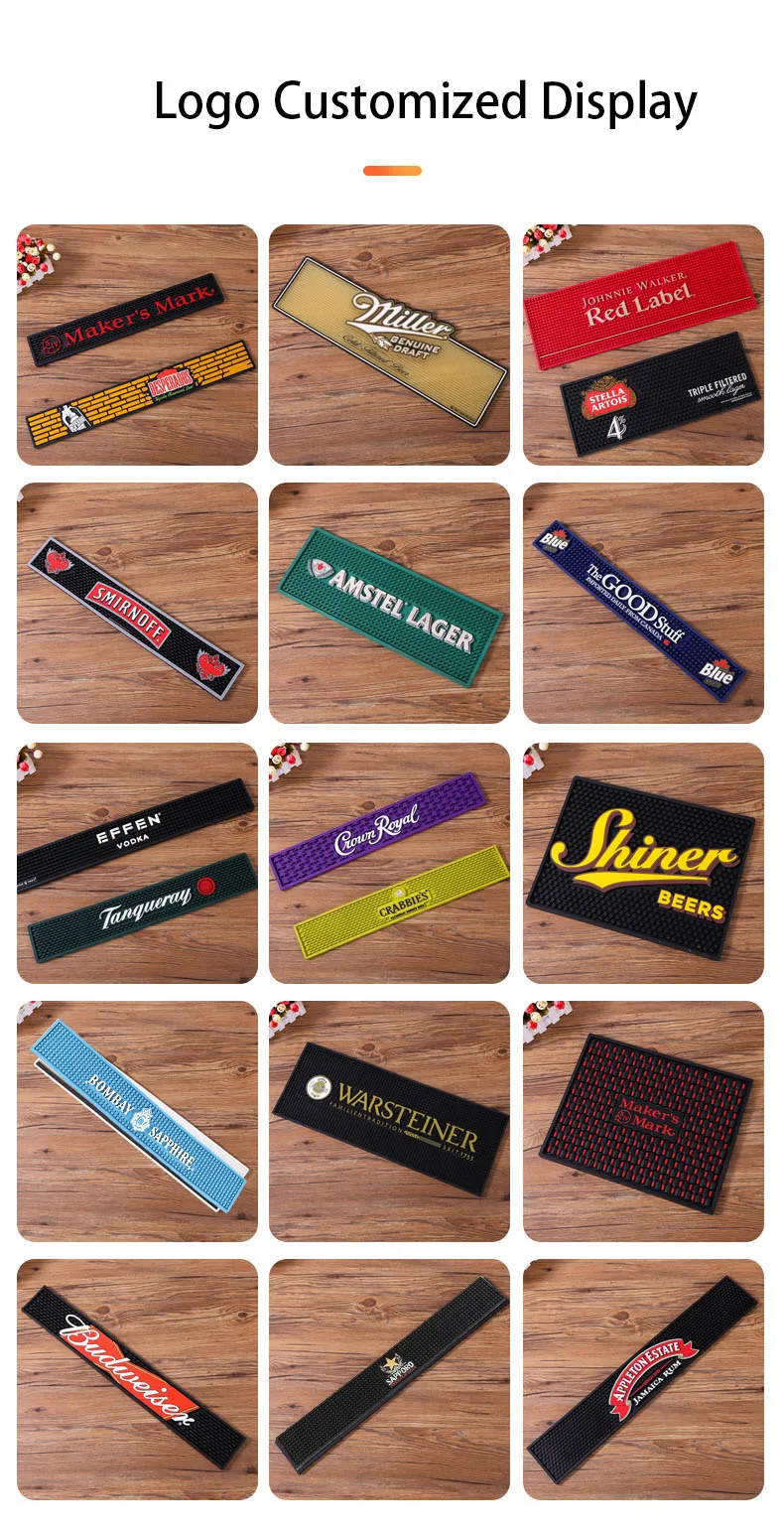 Customized Pvc Silicone Bar Drip Mats Anti-slip Natural Rubber Mat Bar ...