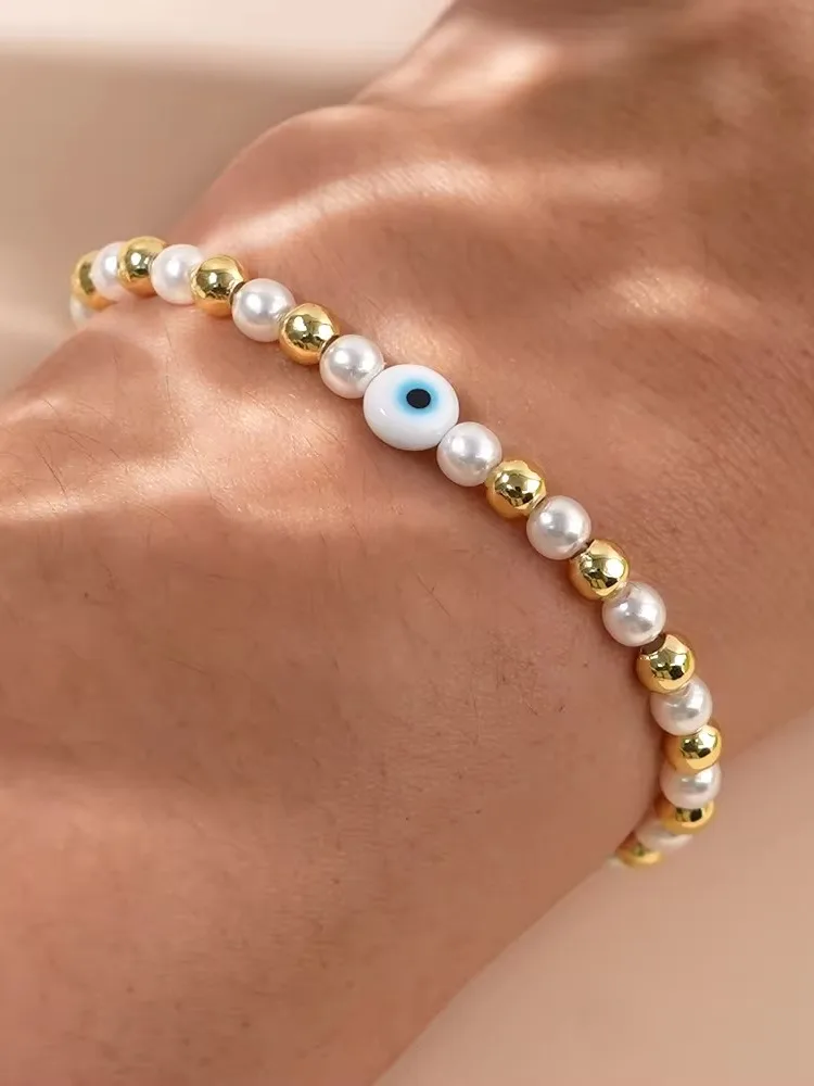 Go2boho Luxury Summer Friendship Jewelry Multi Copper Bead Faux Pearl Stretch Bracelet Women ...