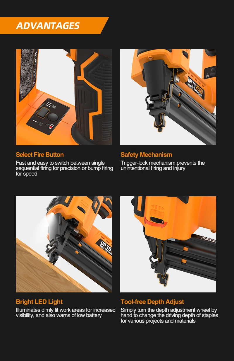 Freeman ST50 Cordless Nail Gun: 20V Lithium-Ion Concrete T Nailer for ...