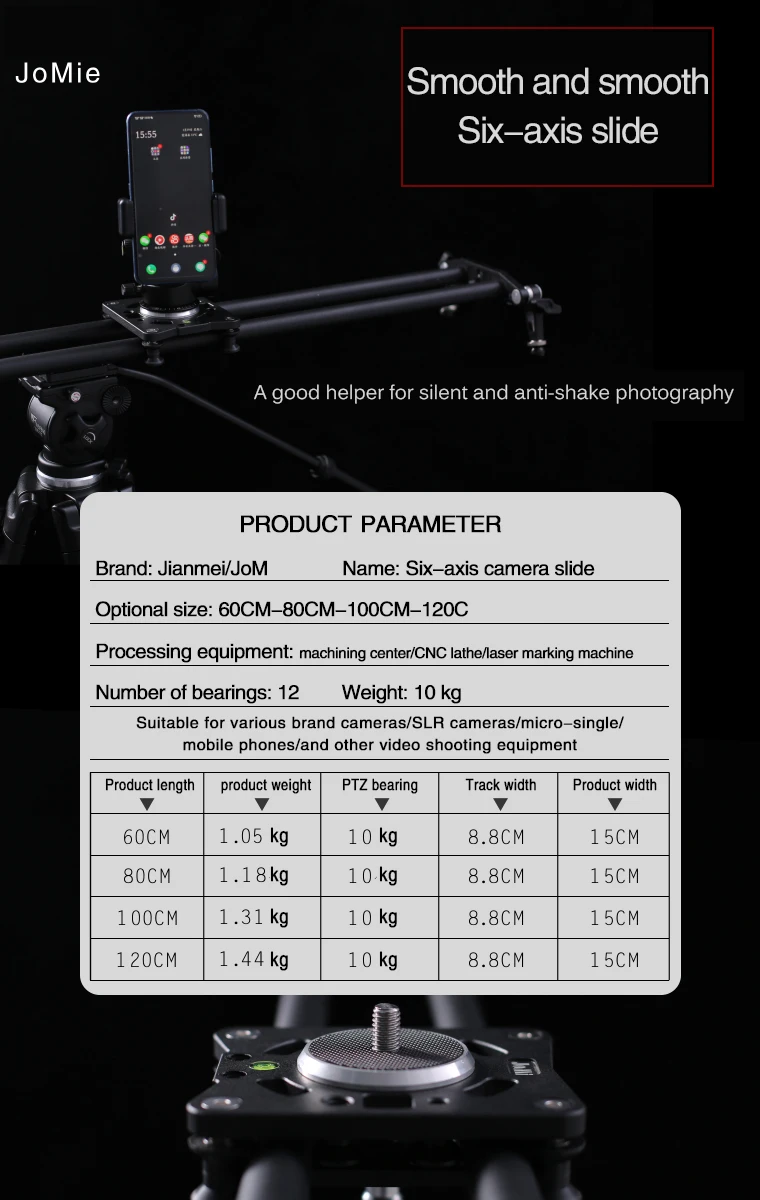 Jianmei 120 Cm Camera Video Slider - Stabilized Photography