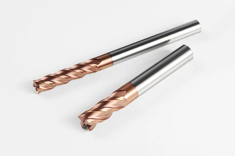 Four-flute end mill cutting demonstration