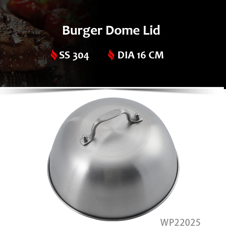 16cm Custom Logo Burger Bell - Durable SS 304 Steel Grill Dome