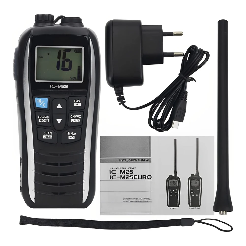 Ic-m25 Marine Walkie Talkie Portable Two Way Vhf Radio 5km Waterproof ...