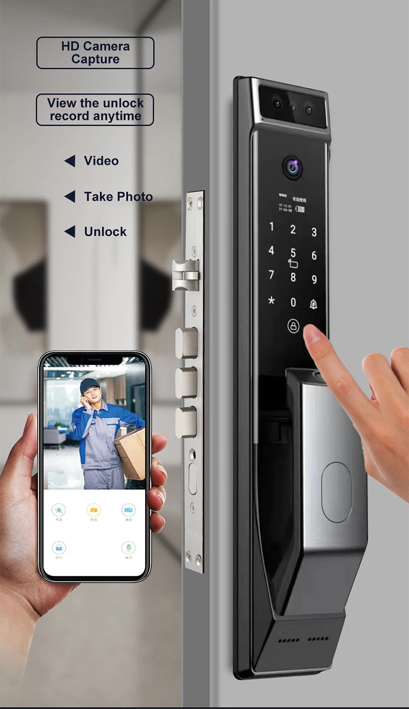 Korea Digital Door Lock Fingerprint Electric Tuya 3D Face Recognition ...
