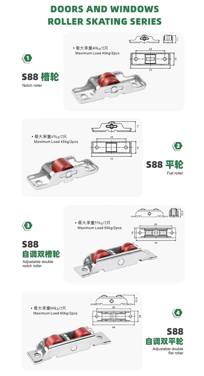 Upvc Window Roller Adjustable Single Flat Groove Roller For Sliding ...
