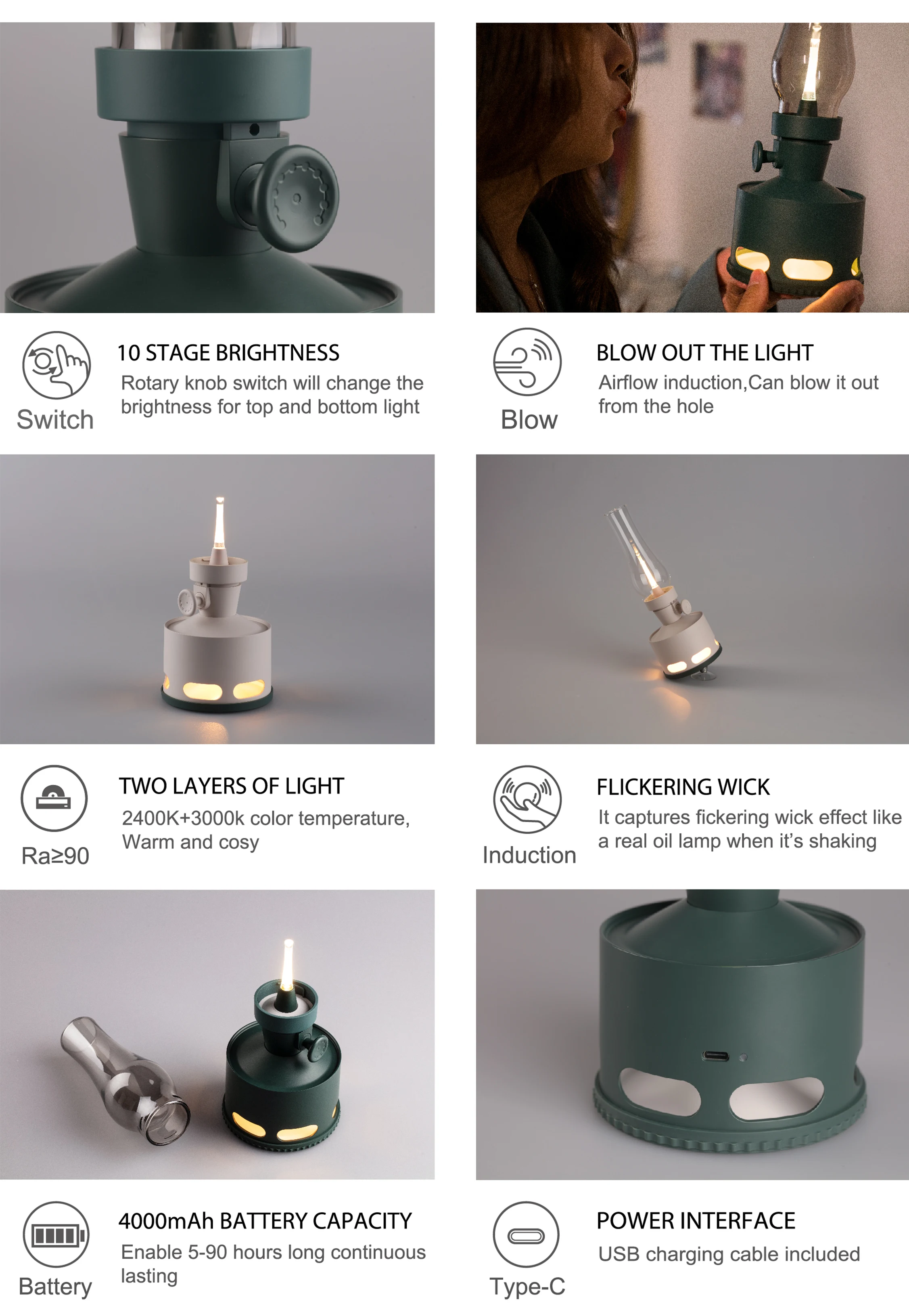 Modern Industrial Decorative Table Light 4000mah Usb Rechargeable Oil ...