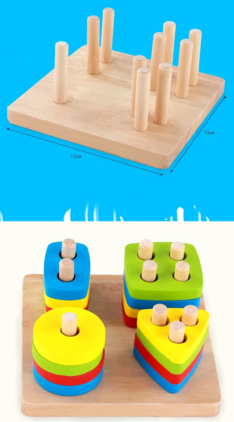Wooden Sorting & Stacking Toy Kids Educational Learning Toys Geometry ...