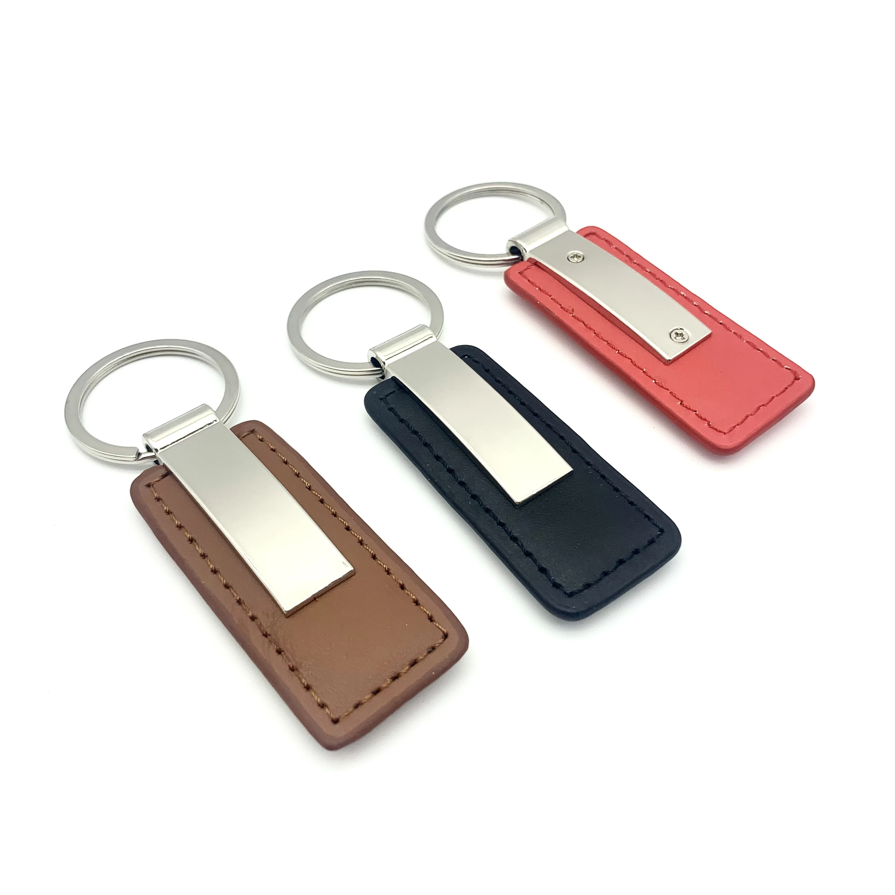 Wholesale New Design Metal and PU Leather Keychain Blanks