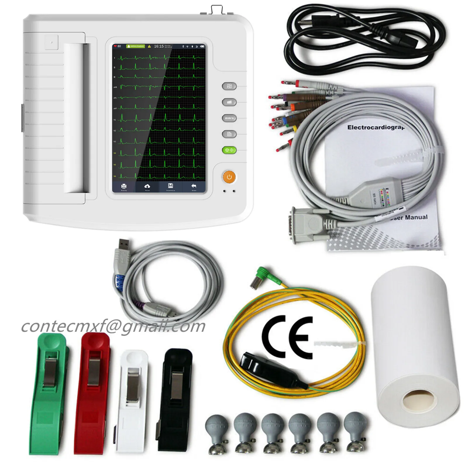 Contec Ecg1212g 12 Channel Portable Ecg Monitor Electrocardiography ...
