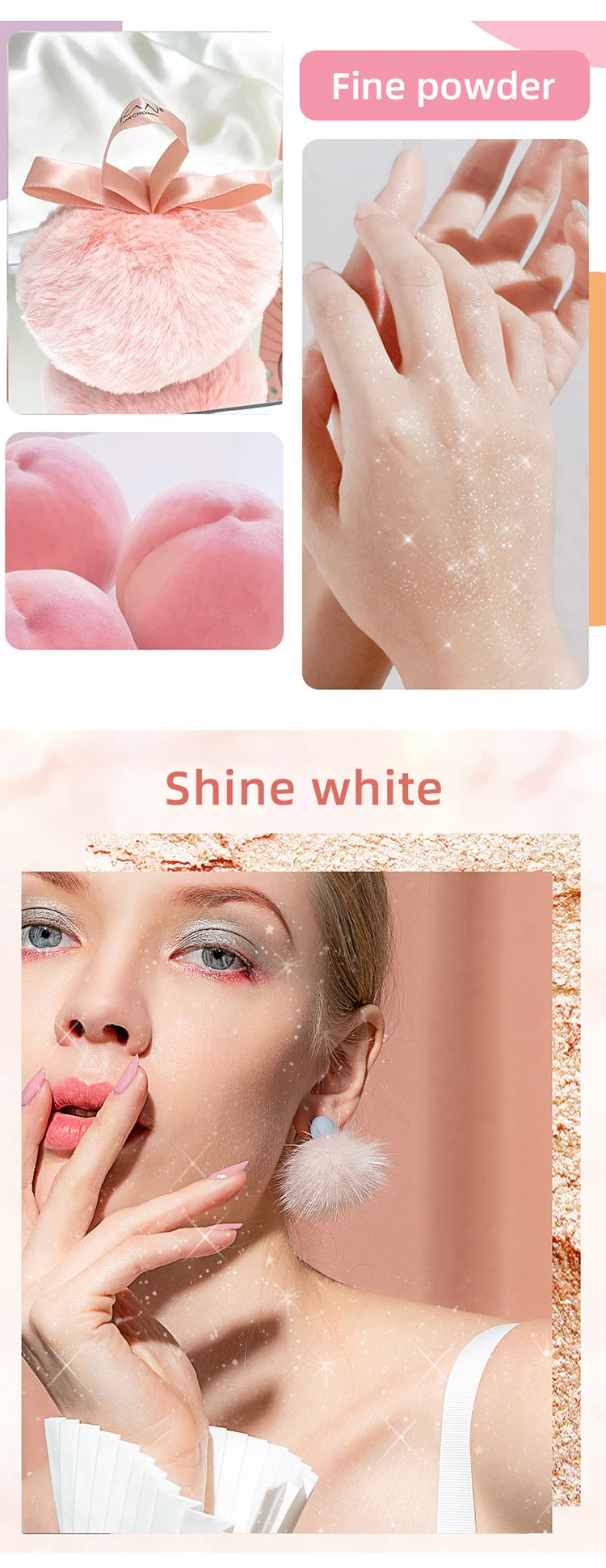 Custom New Arrival Body Shining Highlighter Puff Fluffy Ball Pink ...